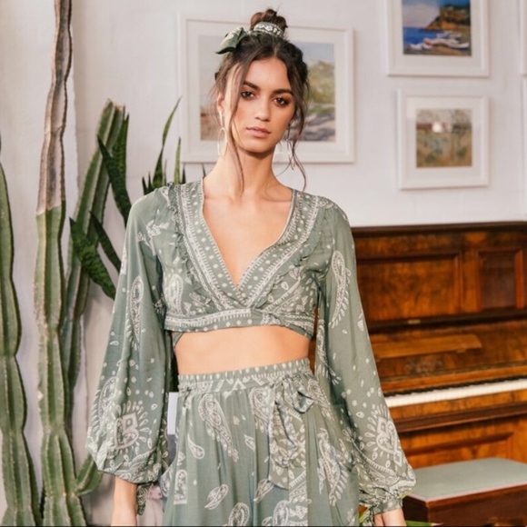 Jaase | Tops | Jaase Constance Print Long Sleeve Wrap Crop Top | Poshmark